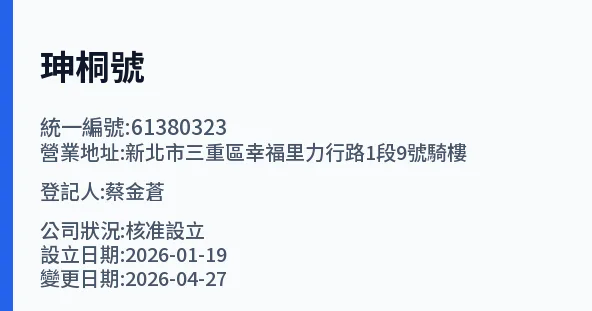 珅桐號的照片-統編 61380323(新北市) 公司登記資料與營業項目詳細圖表