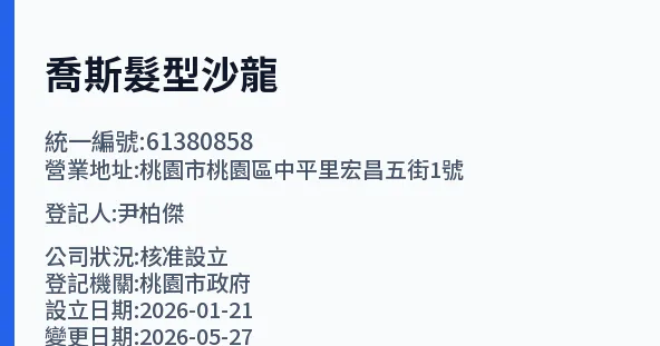 喬斯髮型沙龍的照片-統編 61380858(桃園市) 公司登記資料與營業項目詳細圖表