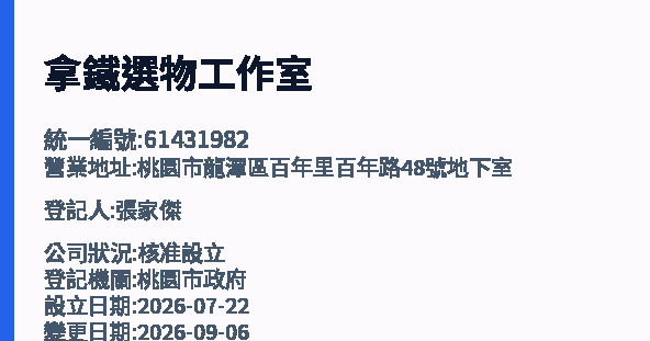 拿鐵選物工作室的照片-統編 61431982 公司登記資料與營業項目詳細圖表