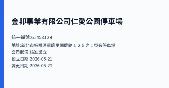 金卯事業有限公司仁愛公園停車場的照片-統編 61453129(新北市) 公司登記資料與營業項目詳細圖表