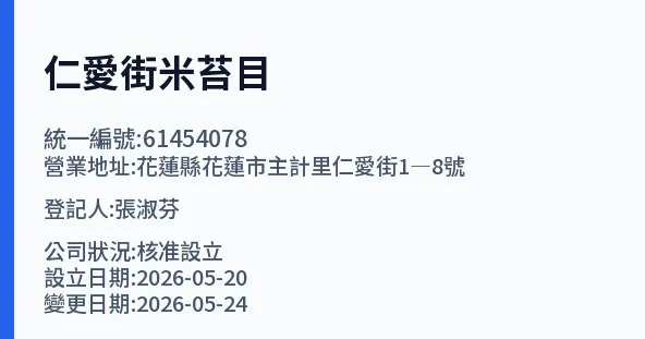 仁愛街米苔目的照片-統編 61454078(花蓮縣) 公司登記資料與營業項目詳細圖表