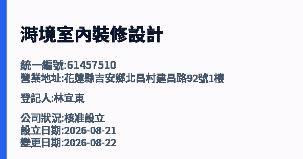 溡境室內裝修設計的照片-統編 61457510(花蓮縣) 公司登記資料與營業項目詳細圖表