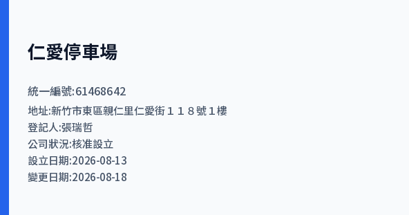 仁愛停車場的照片-統編 61468642(新竹市) 公司登記資料與營業項目詳細圖表