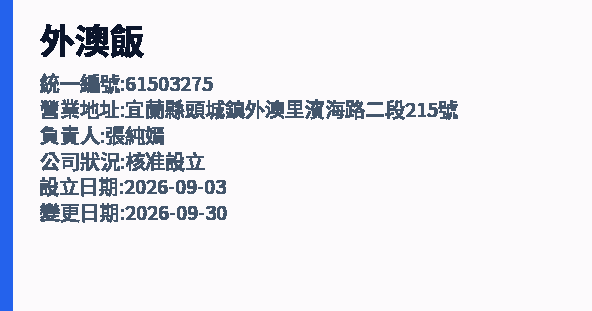 外澳飯的照片-統編 61503275(宜蘭縣) 公司登記資料與營業項目詳細圖表