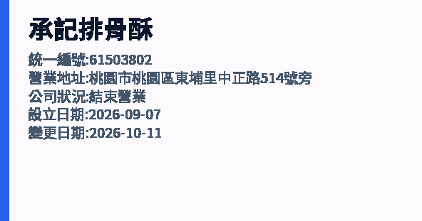 承記排骨酥的照片-統編 61503802(桃園市) 公司登記資料與營業項目詳細圖表