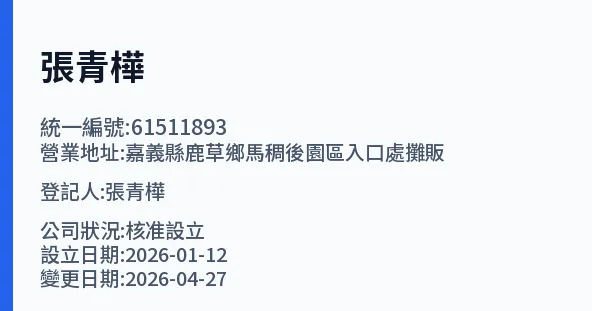 張青樺的照片-統編 61511893(嘉義縣) 公司登記資料與營業項目詳細圖表