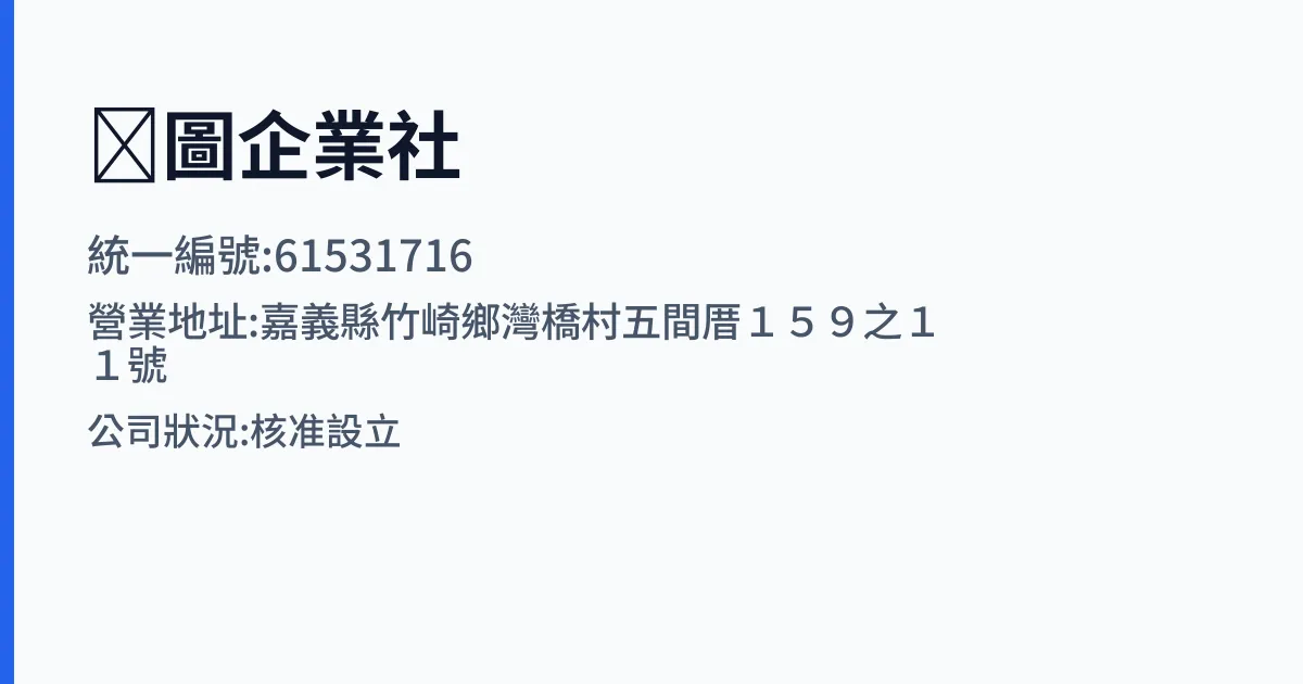 潵圖企業社 - 統編 61531716(嘉義縣) 公司登記資料與營業項目詳細圖表
