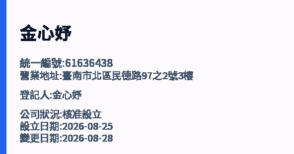 金心妤的照片-統編 61636438(臺南市) 公司登記資料與營業項目詳細圖表
