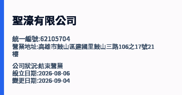 聖濠有限公司的照片-統編 62105704(高雄市) 公司登記資料與營業項目詳細圖表