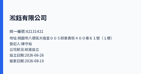淞鈺有限公司的照片-統編 62131421 公司登記資料與營業項目詳細圖表
