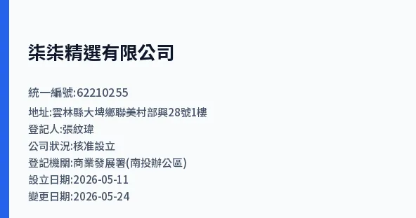 柒柒精選有限公司的照片-統編 62210255(雲林縣) 公司登記資料與營業項目詳細圖表