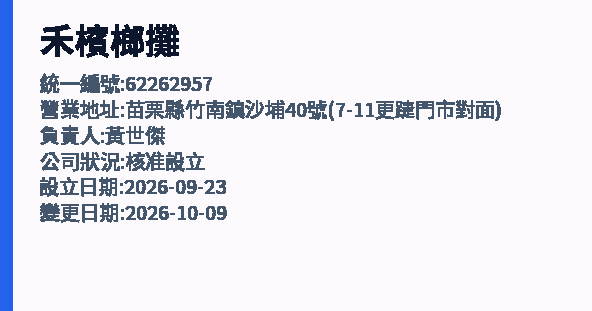 禾檳榔攤的照片-統編 62262957(苗栗縣) 公司登記資料與營業項目詳細圖表