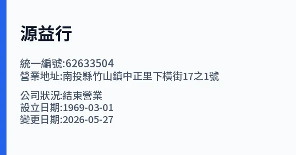 源益行的照片-統編 62633504(南投縣) 公司登記資料與營業項目詳細圖表