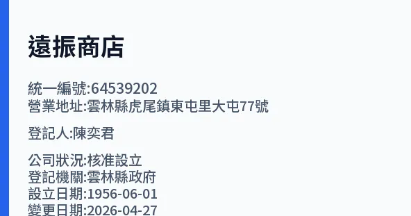 遠振商店的照片-統編 64539202(雲林縣) 公司登記資料與營業項目詳細圖表