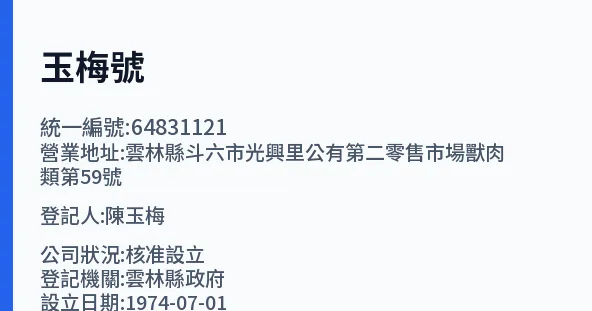 玉梅號的照片-統編 64831121(雲林縣) 公司登記資料與營業項目詳細圖表