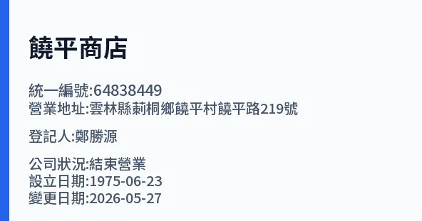 饒平商店的照片-統編 64838449(雲林縣) 公司登記資料與營業項目詳細圖表