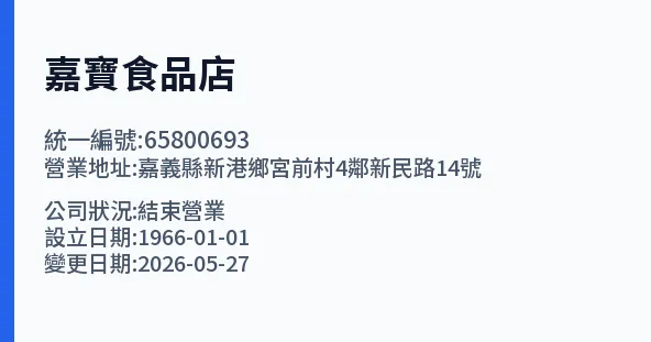 嘉寶食品店的照片-統編 65800693(嘉義縣) 公司登記資料與營業項目詳細圖表