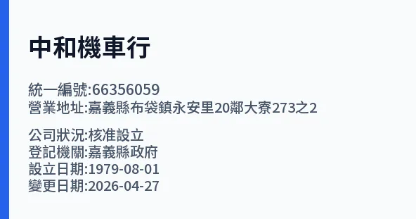 中和機車行的照片-統編 66356059(嘉義縣) 公司登記資料與營業項目詳細圖表