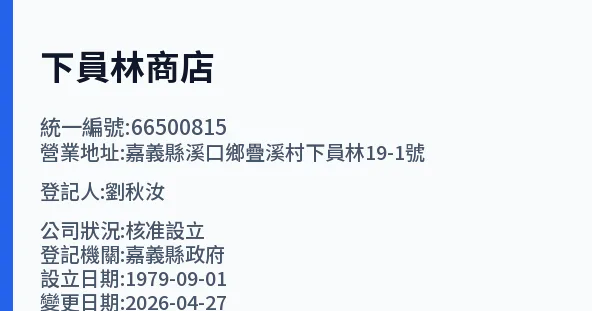 下員林商店的照片-統編 66500815(嘉義縣) 公司登記資料與營業項目詳細圖表