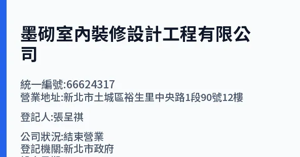 墨砌室內裝修設計工程有限公司的照片-統編 66624317(新北市) 公司登記資料與營業項目詳細圖表
