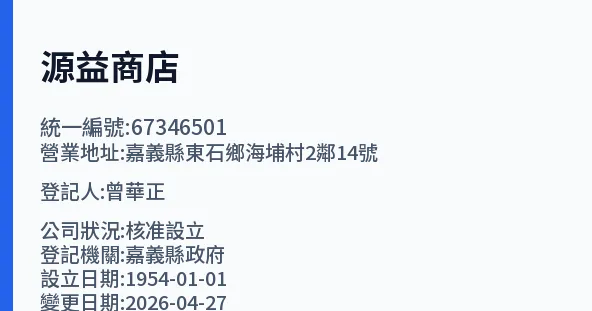 源益商店的照片-統編 67346501(嘉義縣) 公司登記資料與營業項目詳細圖表
