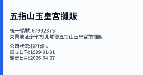 五指山玉皇宮攤販的照片-統編 67992373(新竹縣) 公司登記資料與營業項目詳細圖表