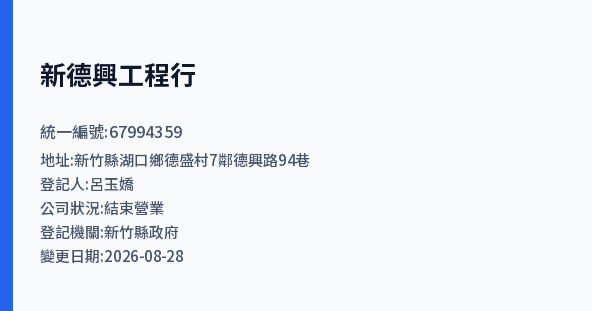 新德興工程行的照片-統編 67994359(新竹縣) 公司登記資料與營業項目詳細圖表