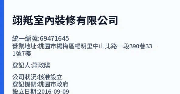 翊羝室內裝修有限公司的照片-統編 69471645(桃園市) 公司登記資料與營業項目詳細圖表