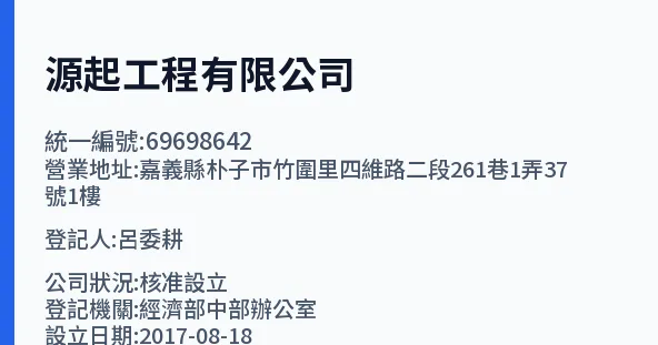 源起工程有限公司的照片-統編 69698642(嘉義縣) 公司登記資料與營業項目詳細圖表