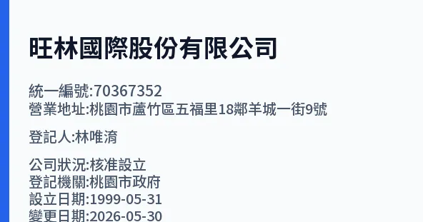 寶馥企業有限公司的照片-統編 70367352(桃園市) 公司登記資料與營業項目詳細圖表