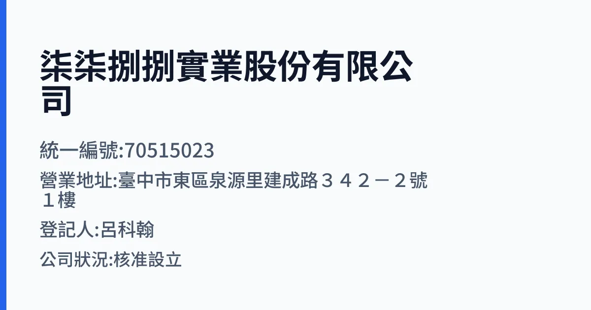 柒柒捌捌實業股份有限公司 - 統編 70515023(臺中市) 公司登記資料與營業項目詳細圖表