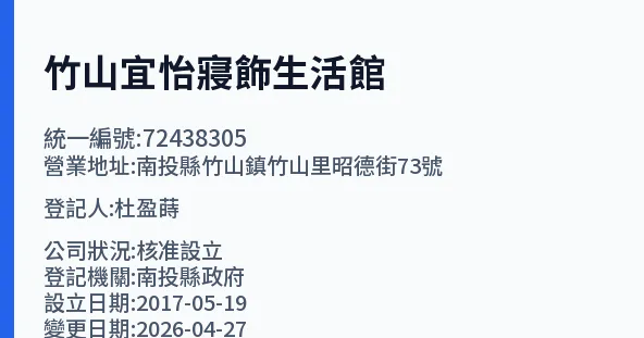 竹山宜怡寢飾生活館的照片-統編 72438305(南投縣) 公司登記資料與營業項目詳細圖表