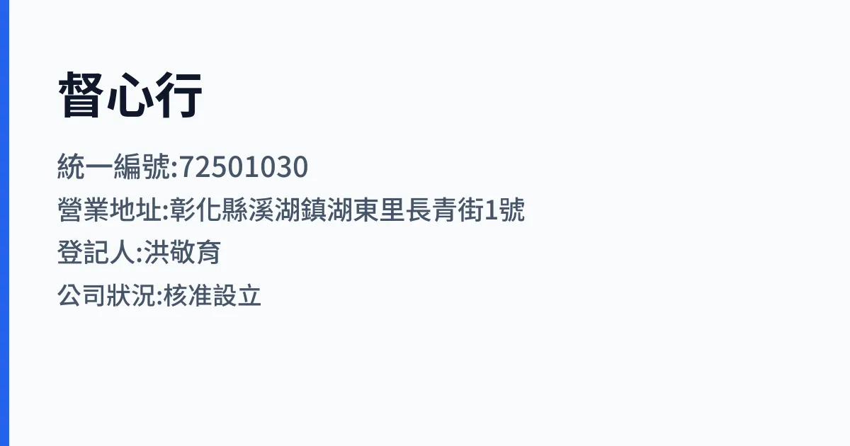 督心行 - 統編 72501030(彰化縣) 公司登記資料與營業項目詳細圖表