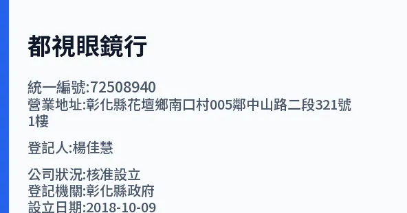 都視眼鏡行的照片-統編 72508940(彰化縣) 公司登記資料與營業項目詳細圖表