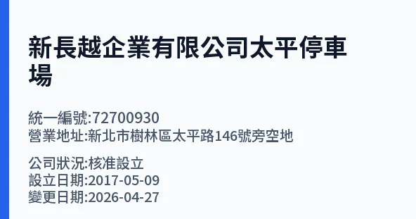 新長越企業有限公司太平停車場的照片-統編 72700930(新北市) 公司登記資料與營業項目詳細圖表