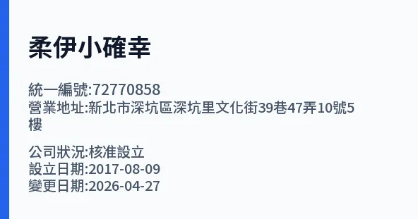 柔伊小確幸的照片-統編 72770858(新北市) 公司登記資料與營業項目詳細圖表