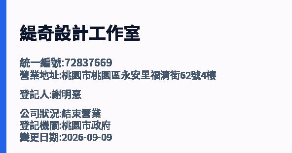 緹奇設計工作室的照片-統編 72837669(桃園市) 公司登記資料與營業項目詳細圖表