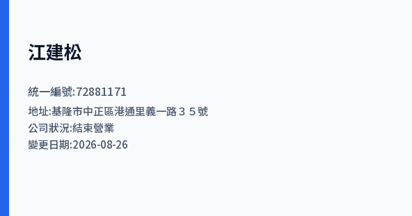江建松的照片-統編 72881171(基隆市) 公司登記資料與營業項目詳細圖表