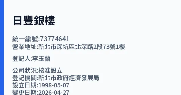 日豐銀樓的照片-統編 73774641(新北市) 公司登記資料與營業項目詳細圖表