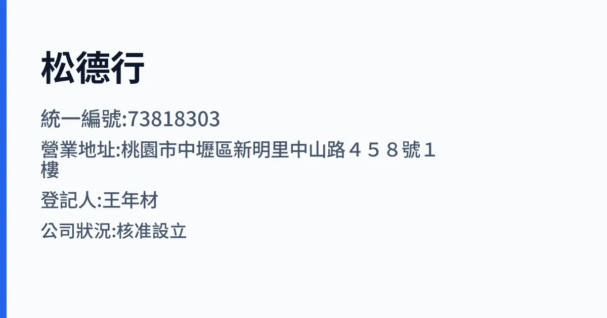 松德行 - 統編 73818303（桃園市） 公司登記資料與營業項目詳細圖表
