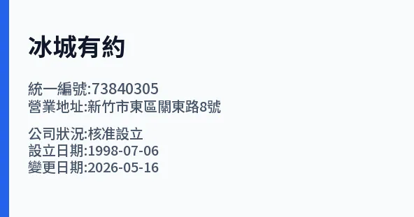 冰城有約的照片-統編 73840305(新竹市) 公司登記資料與營業項目詳細圖表