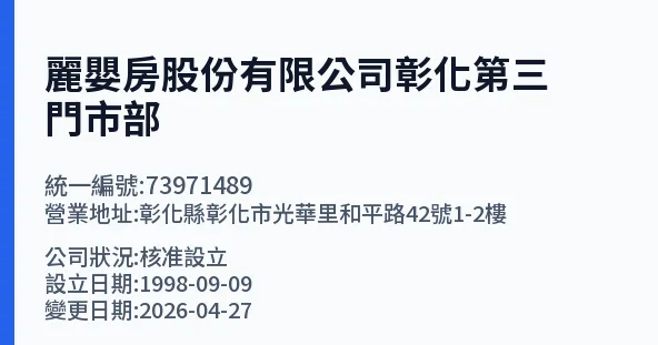 麗嬰房股份有限公司彰化第三門市部的照片-統編 73971489(彰化縣) 公司登記資料與營業項目詳細圖表