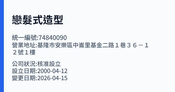 戀髮式造型的照片-統編 74840090(基隆市) 公司登記資料與營業項目詳細圖表