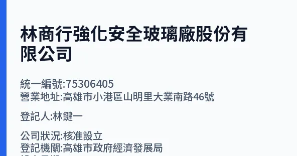林商行強化安全玻璃廠股份有限公司的照片-統編 75306405(高雄市) 公司登記資料與營業項目詳細圖表