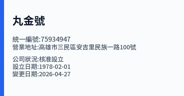 丸金號的照片-統編 75934947(高雄市) 公司登記資料與營業項目詳細圖表