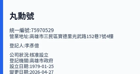 丸勳號的照片-統編 75970529(高雄市) 公司登記資料與營業項目詳細圖表