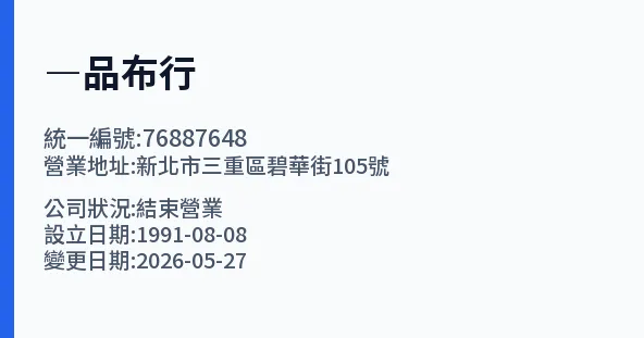 ―品布行的照片-統編 76887648(新北市) 公司登記資料與營業項目詳細圖表