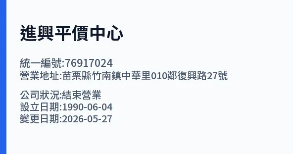 進興平價中心的照片-統編 76917024(苗栗縣) 公司登記資料與營業項目詳細圖表