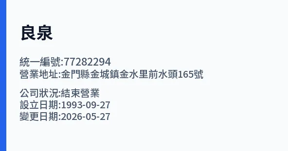 良泉的照片-統編 77282294(金門縣) 公司登記資料與營業項目詳細圖表