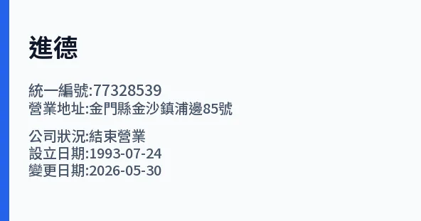 進德的照片-統編 77328539(金門縣) 公司登記資料與營業項目詳細圖表